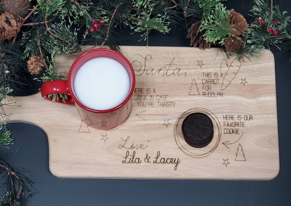 Personalized Santa Cookie Board Milk and Cookies Board - Etsy