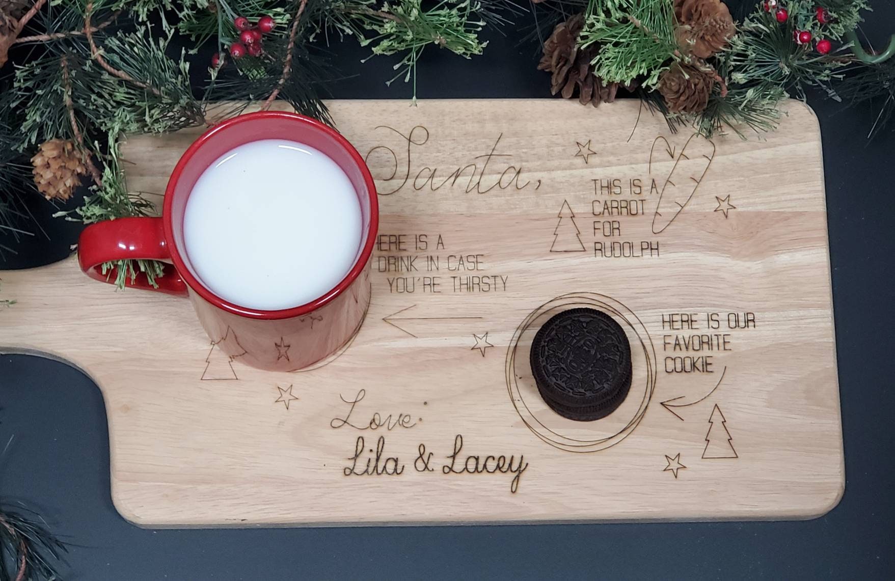 Personalized Santa Cookie Board Milk and Cookies Board - Etsy