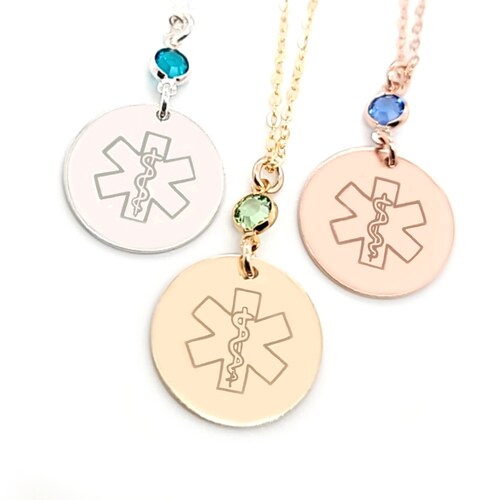 14K Gold Medical Alert Necklace Custom Medical ID Jewelry - Etsy
