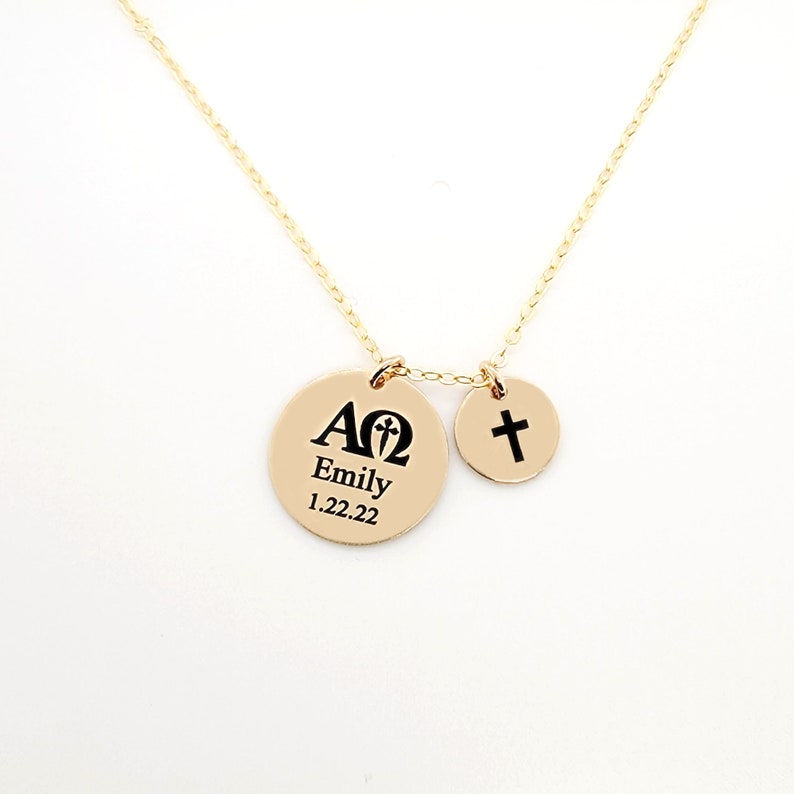 Alpha & Omega Symbol Necklace • Personalized • Christian Religious ...