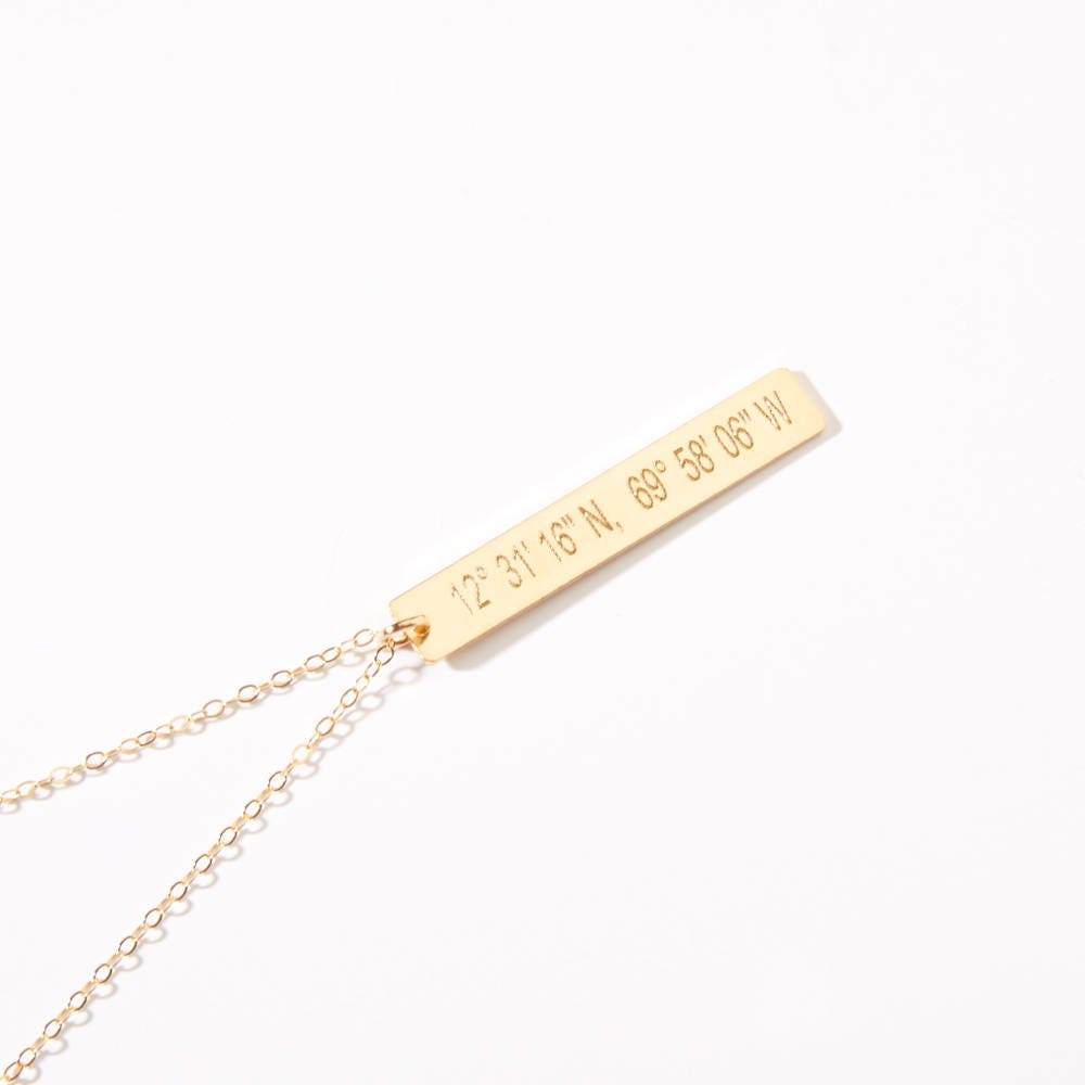 Vertical Custom Gold Bar Necklace-personalized Both - Etsy