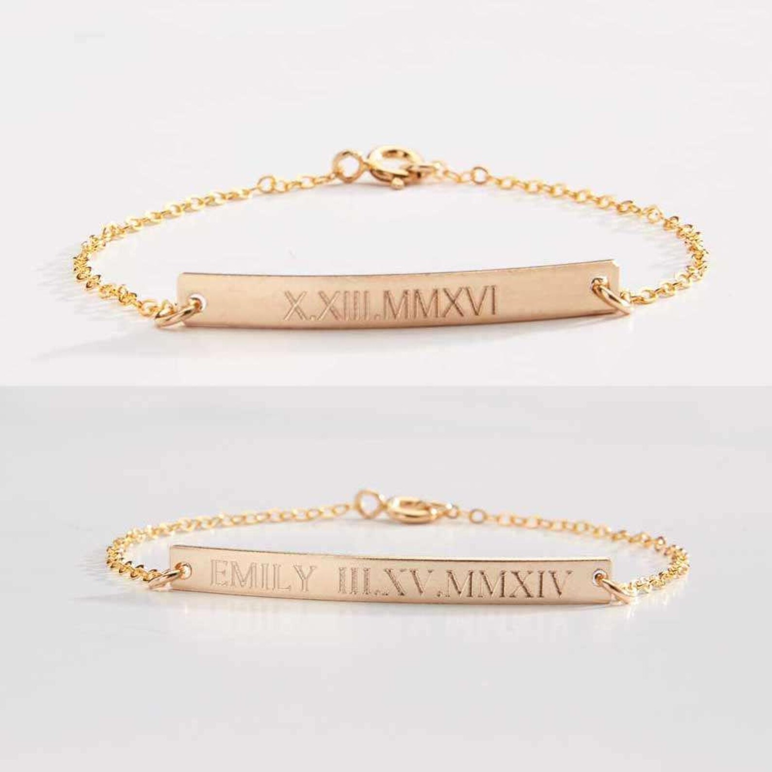 Custom Gold Bar Bracelet Both Sides Personalized Name/date - Etsy