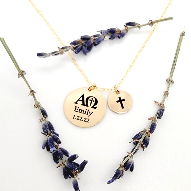 Alpha & Omega Symbol Necklace Personalized Christian - Etsy