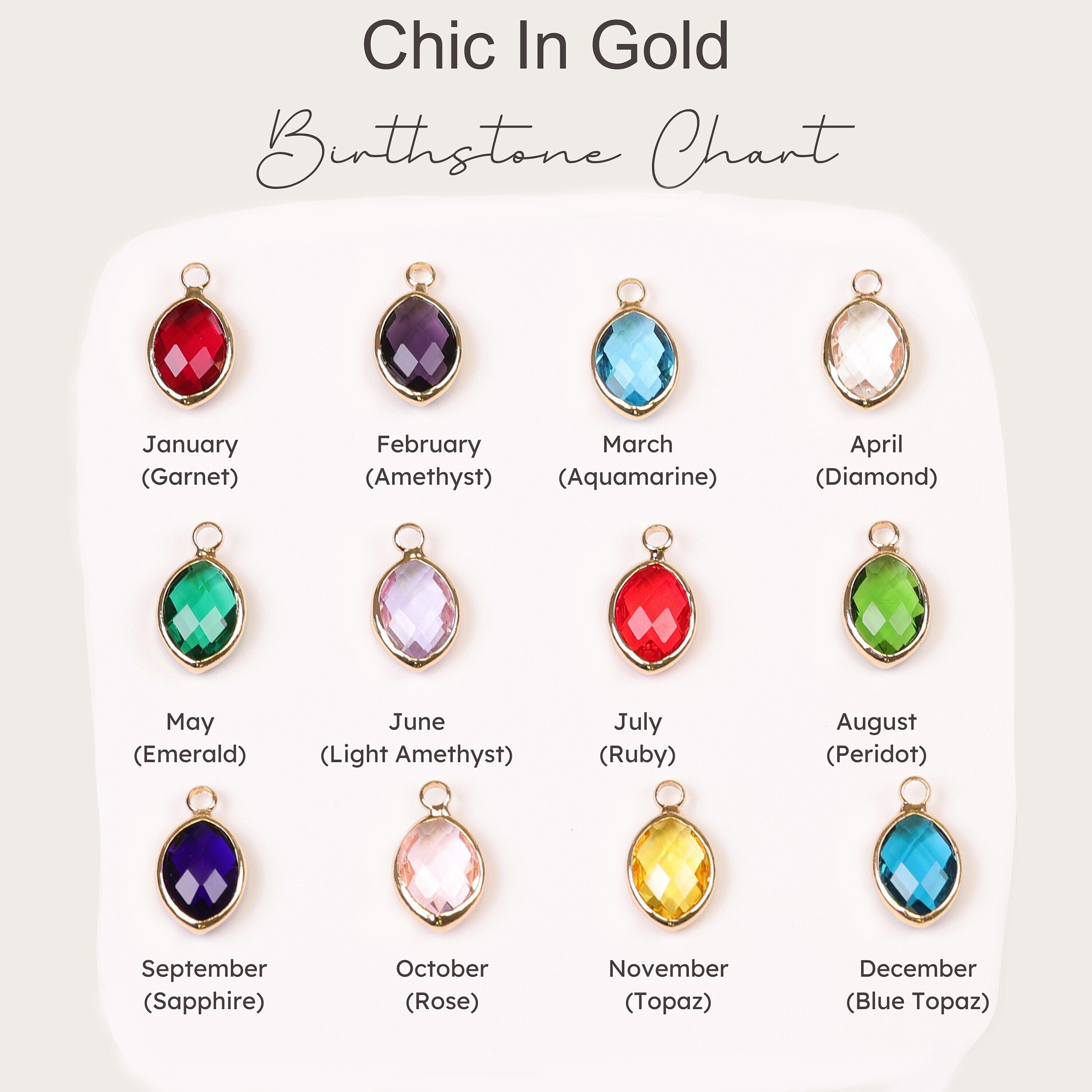 Add-on Oval Birthstone Charm - Available in 12 Birth Months, Gold Rose ...