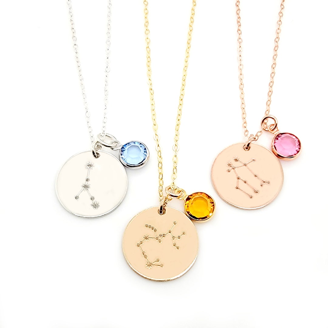 Zodiac Constellation With a Birthstone Necklace - Astronomy - Custom ...