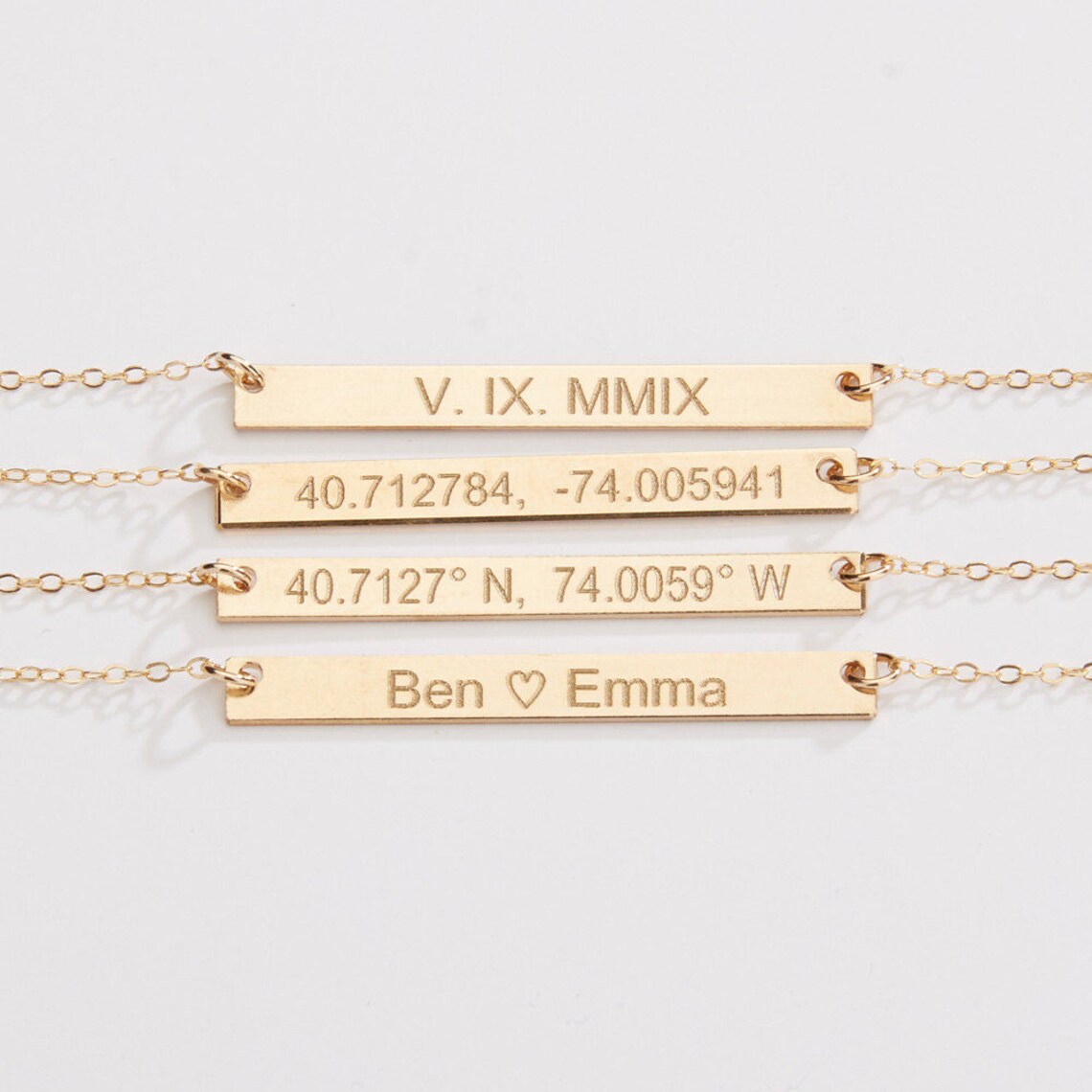 Reversible Custom Gold Bar Necklace-personalized | Etsy