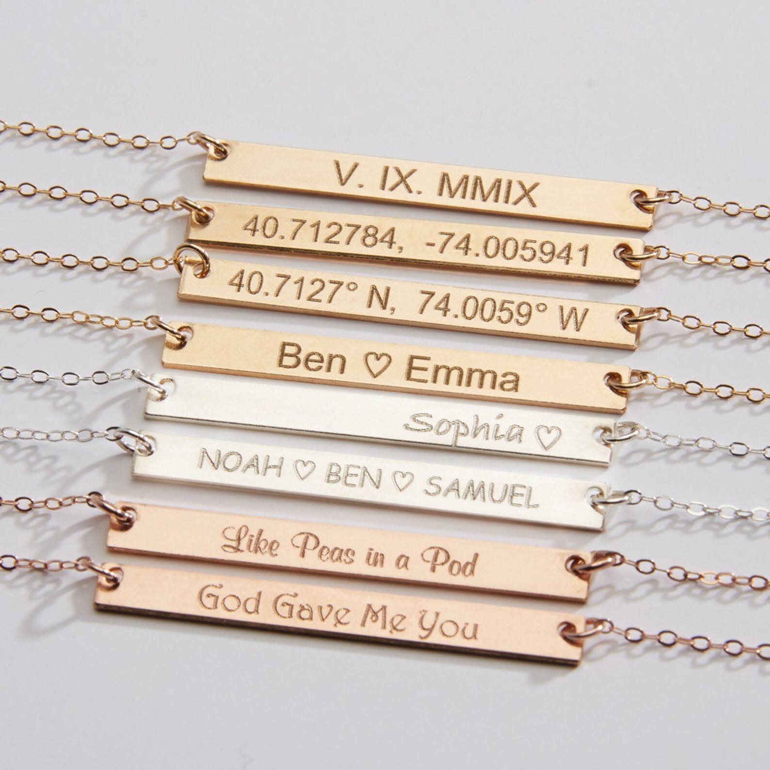 Reversible Custom Gold Bar Necklace-personalized | Etsy