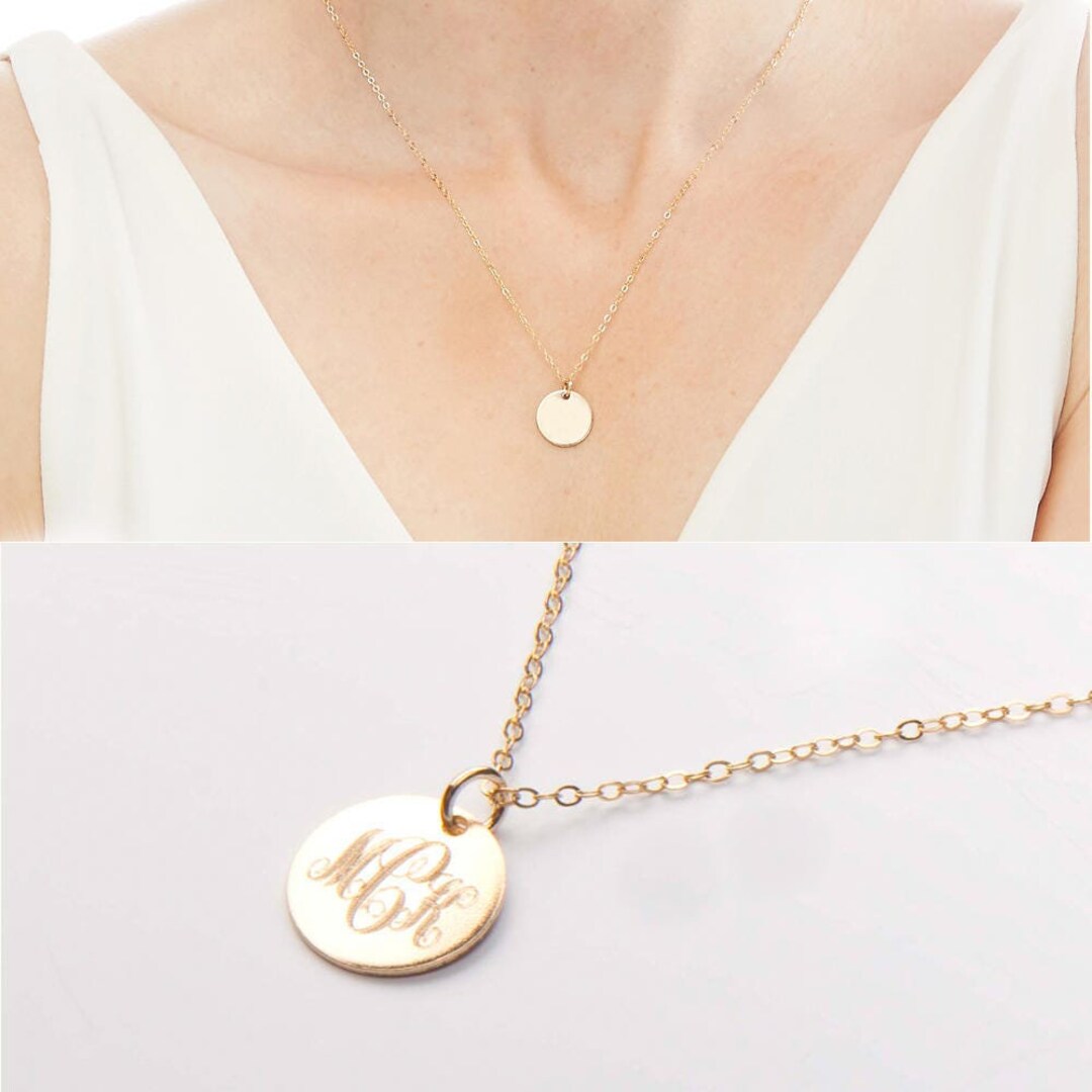 Custom Monogram Necklace-personalized 1/2 Inch Round-interlocking ...