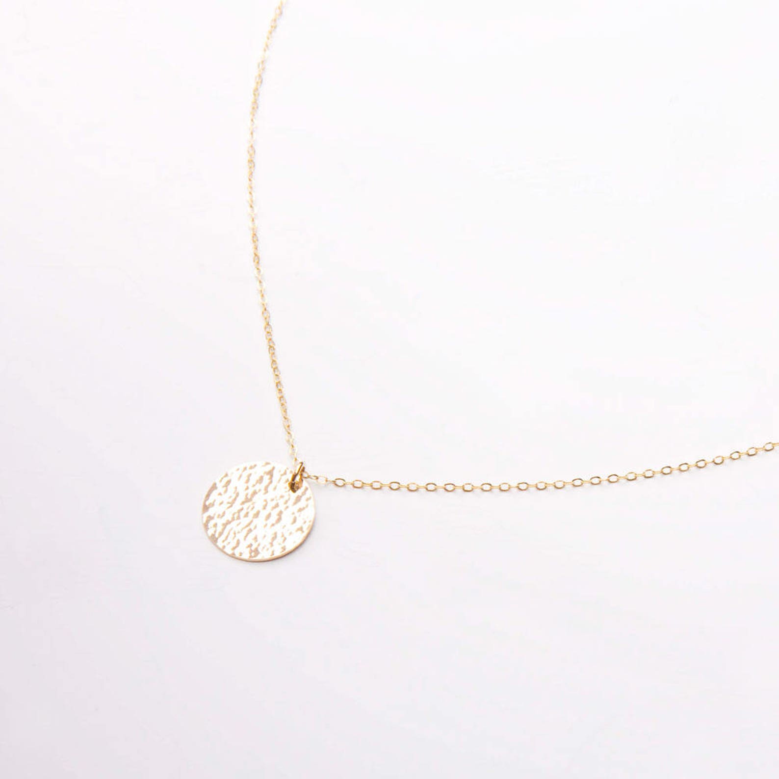 Hammered Texture Round Disc Necklace-5/8 Inch-sparkly Pendant-everyday ...
