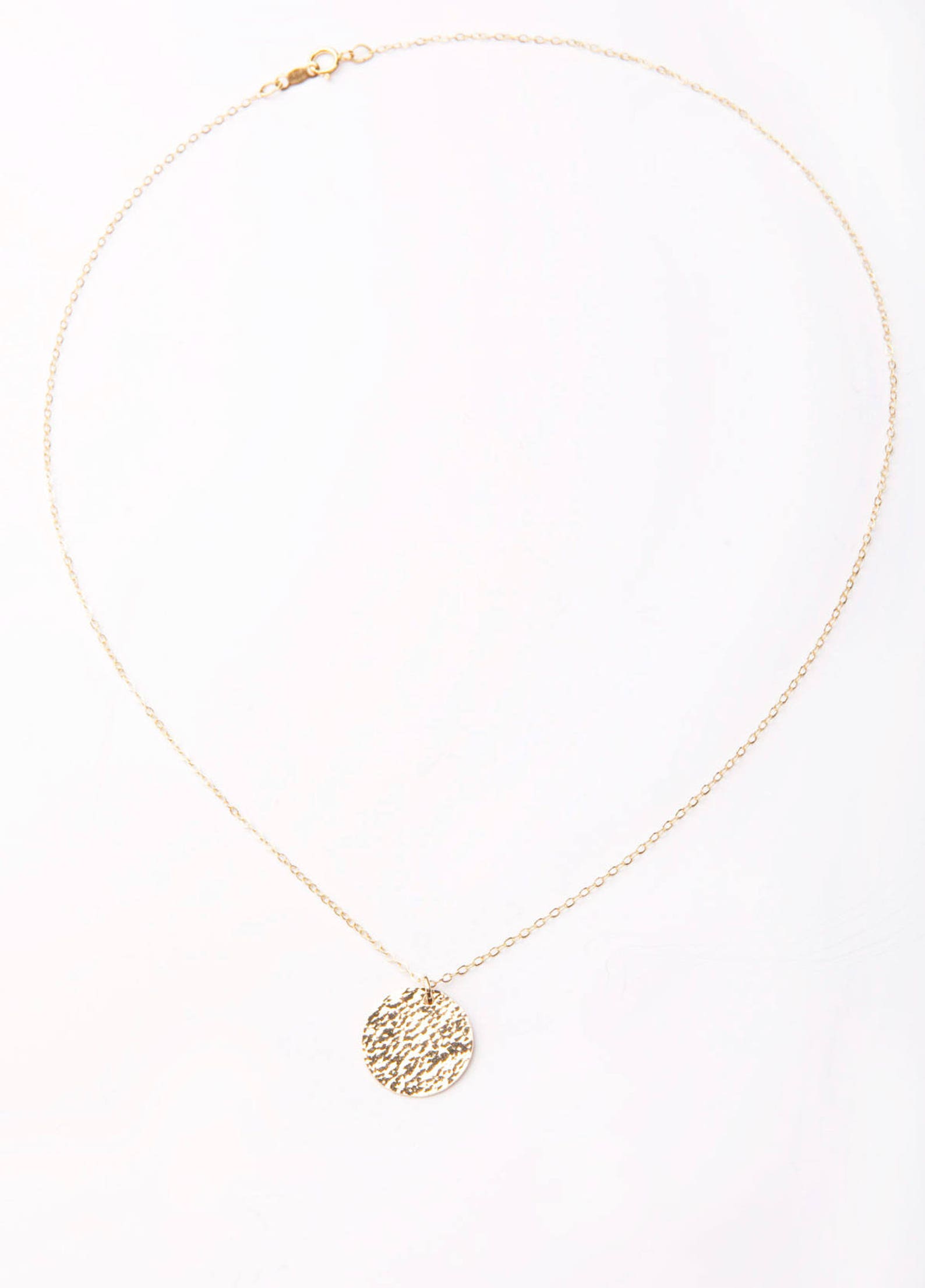 Hammered Texture Round Disc Necklace-5/8 Inch-sparkly Pendant-everyday ...
