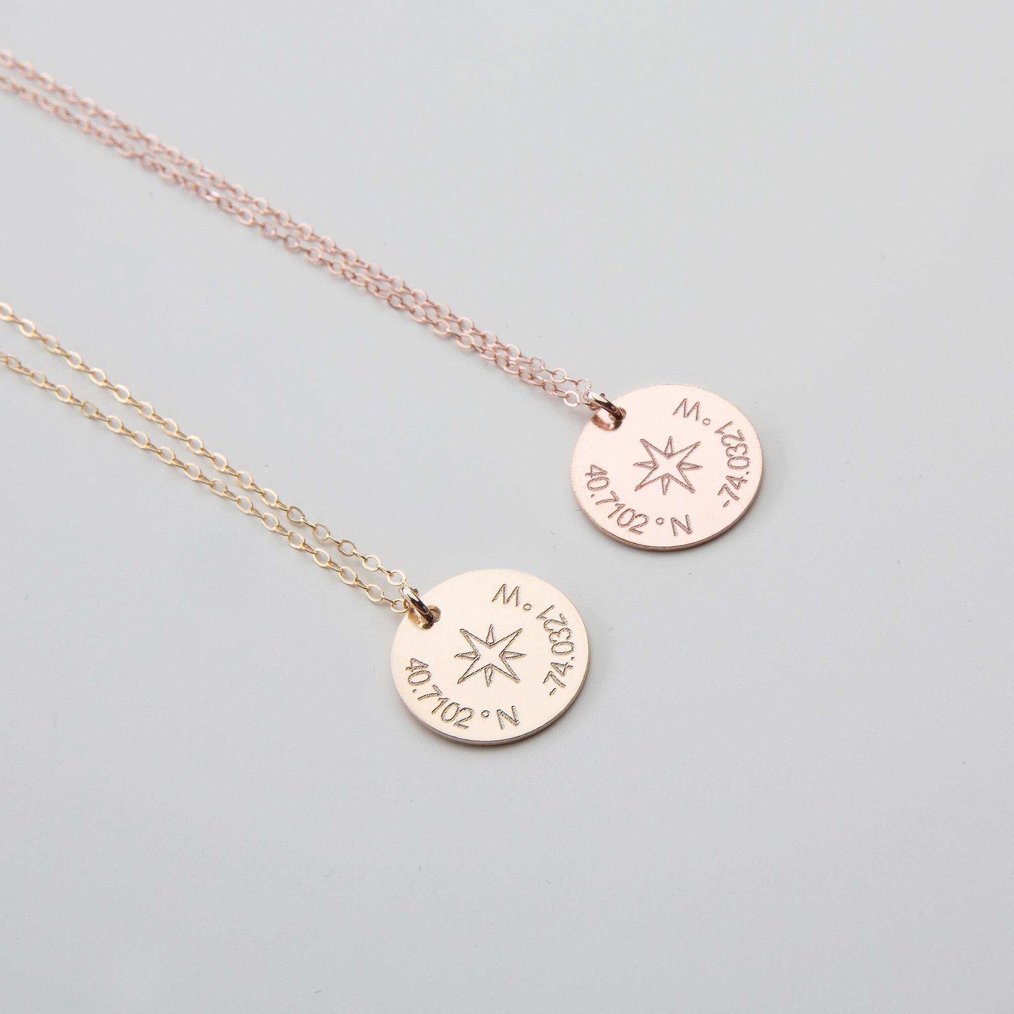 Custom Coordinate Compass Necklace - Graduation - Latitude Longitude ...