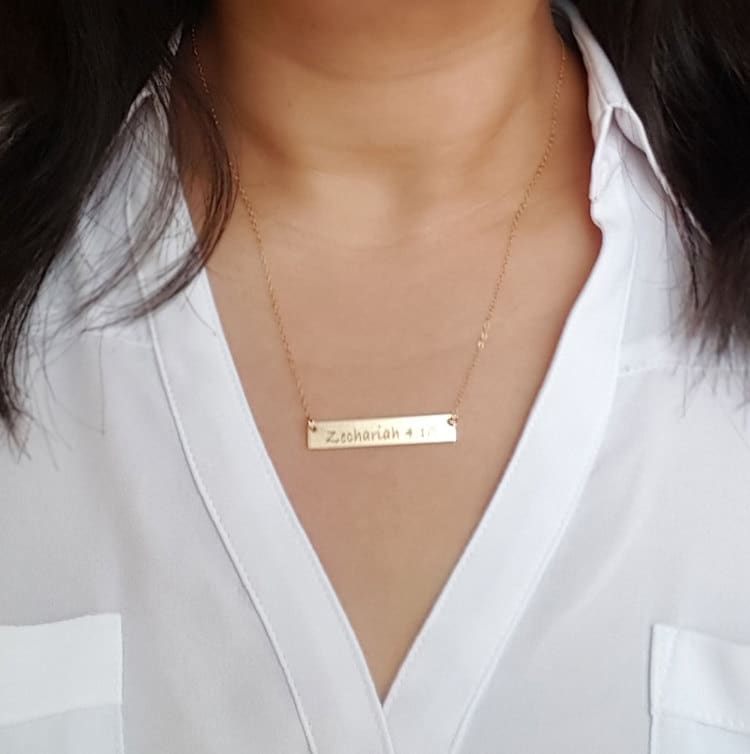Reversible Custom Gold Bar Necklace-personalized Both - Etsy