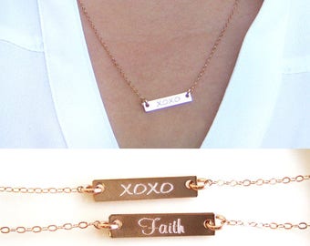 Reversible Custom Mini Gold Bar Necklace-personalized | Etsy