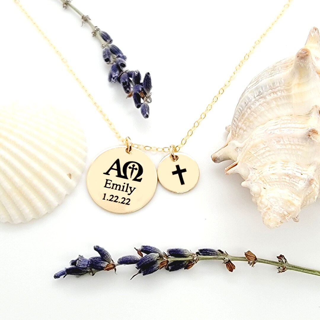 Alpha & Omega Symbol Necklace • Personalized • Christian Religious ...