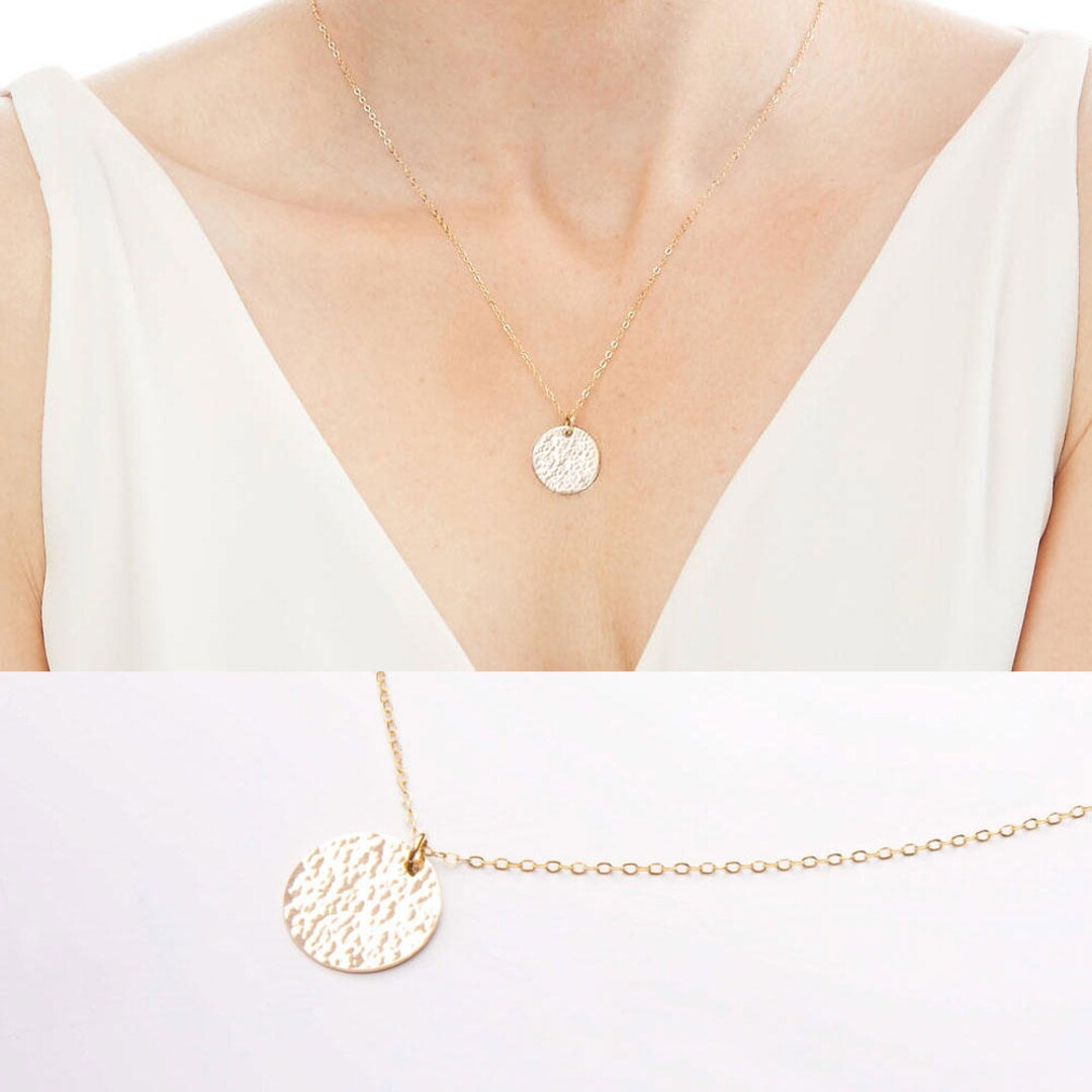 Hammered Texture Round Disc Necklace-5/8 Inch-sparkly - Etsy