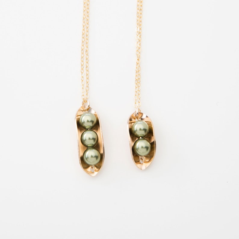 Peas in a Pod Necklace-two Peas or Three Peas-sweet Peas - Etsy