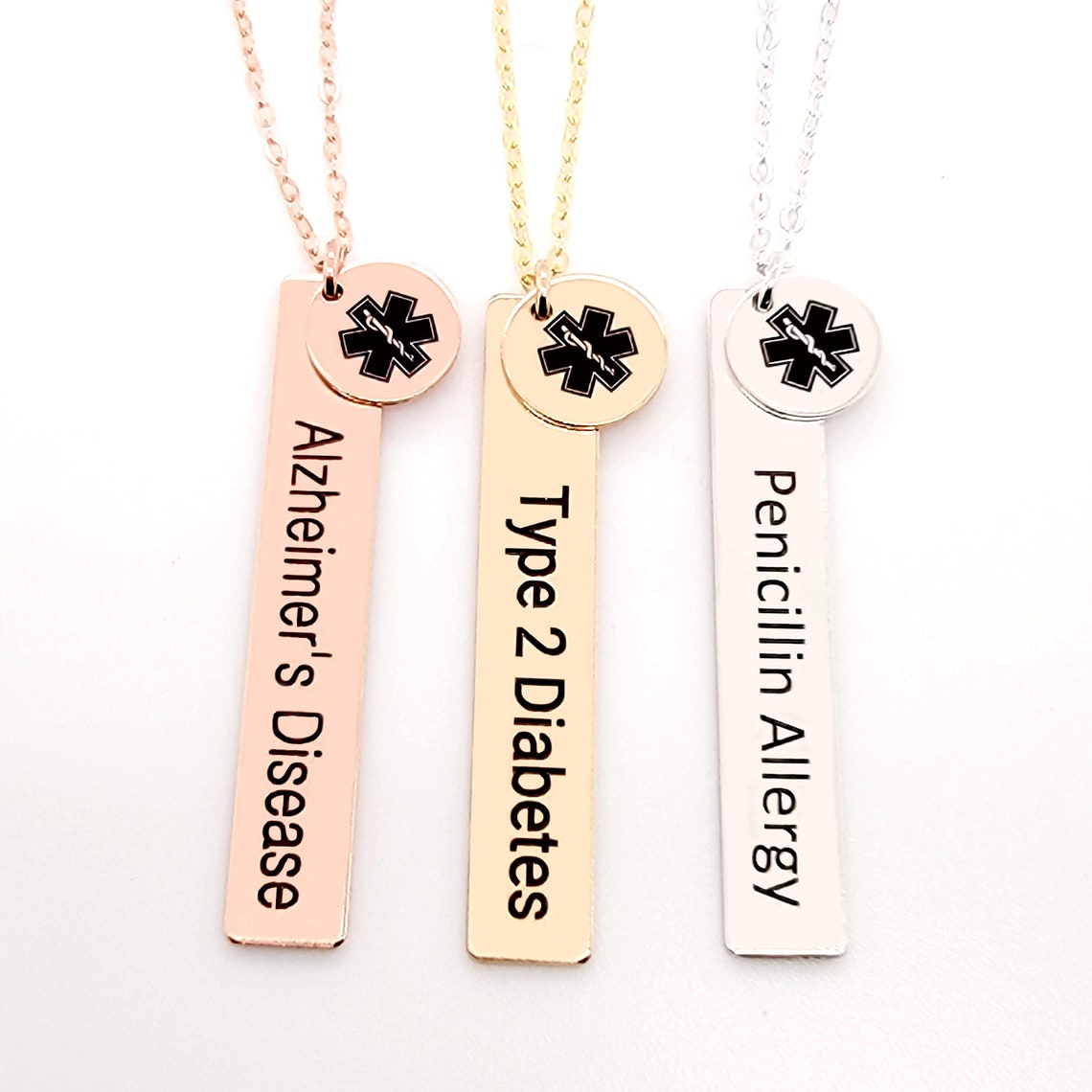 Medical Alert Necklace - Custom Medical ID Jewelry-personalized Gold ...