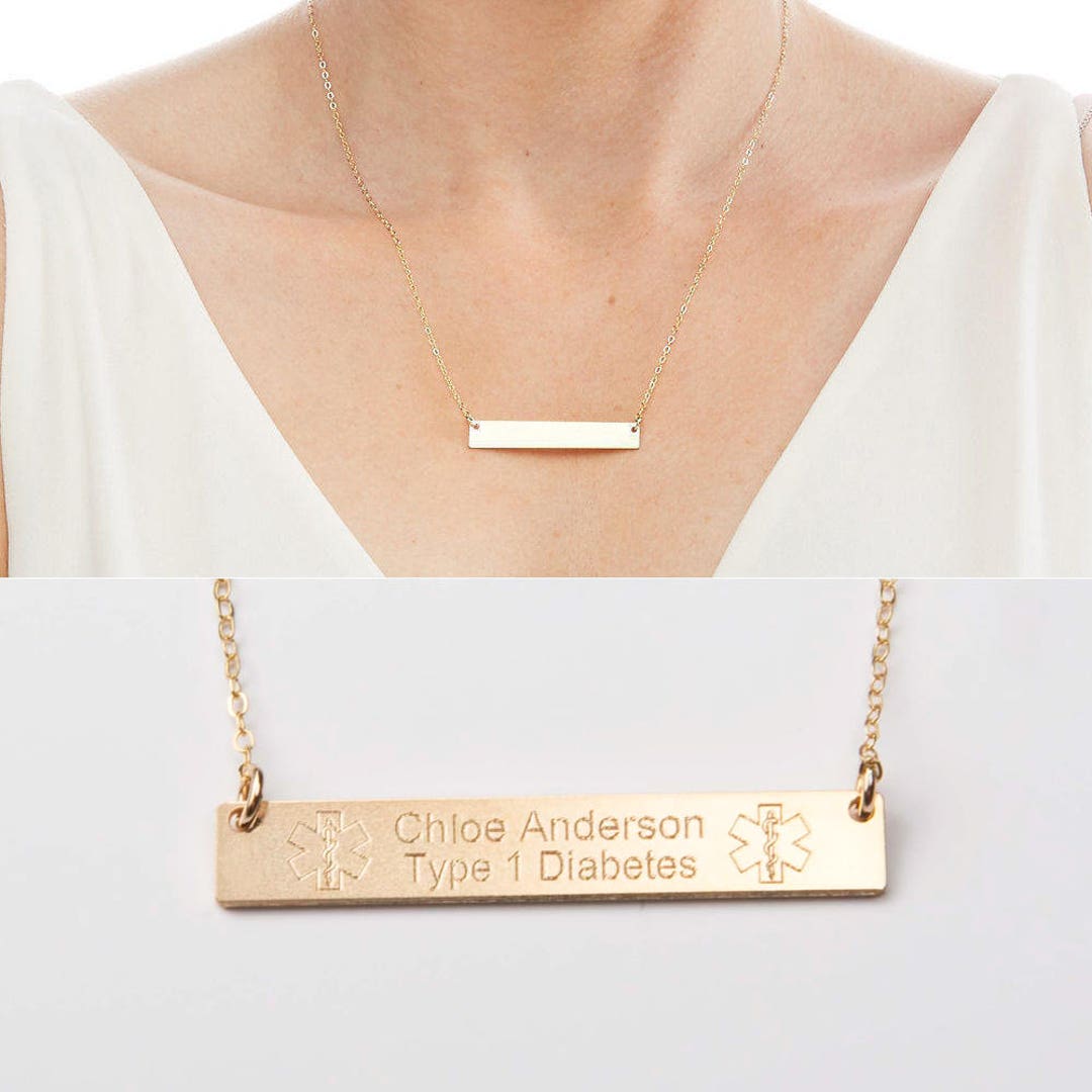 Medical Alert Necklace - Custom Medical ID Jewelry-personalized Gold ...