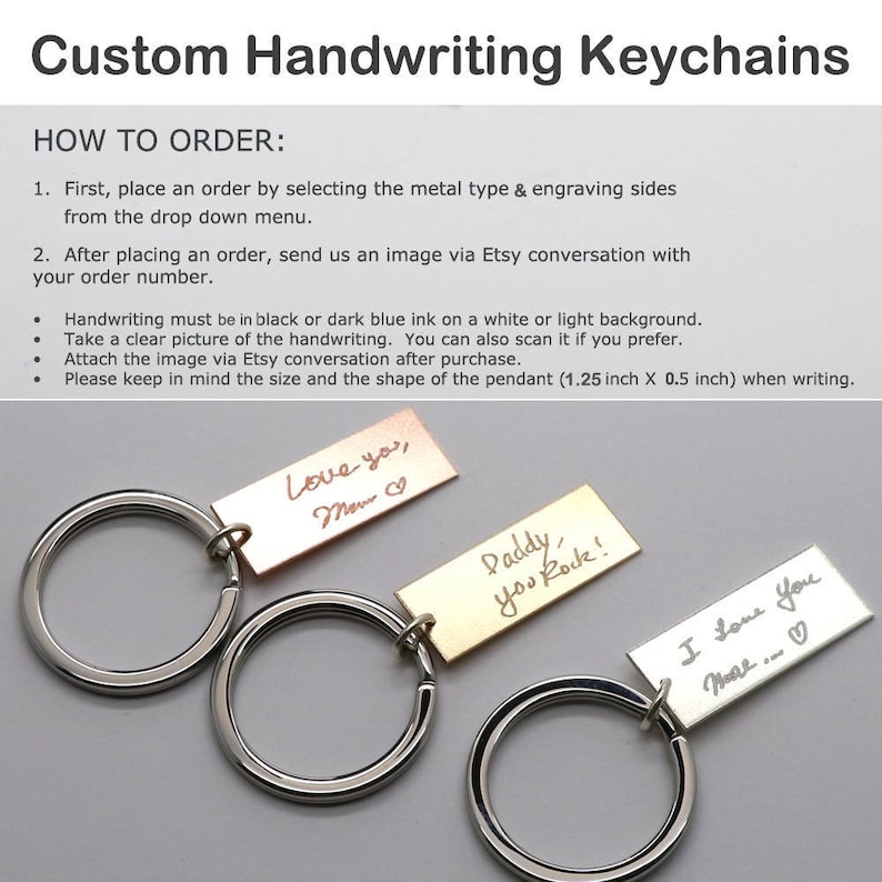 Fathers Day Gift-custom Handwriting Keychain-dad for Him-personalized ...
