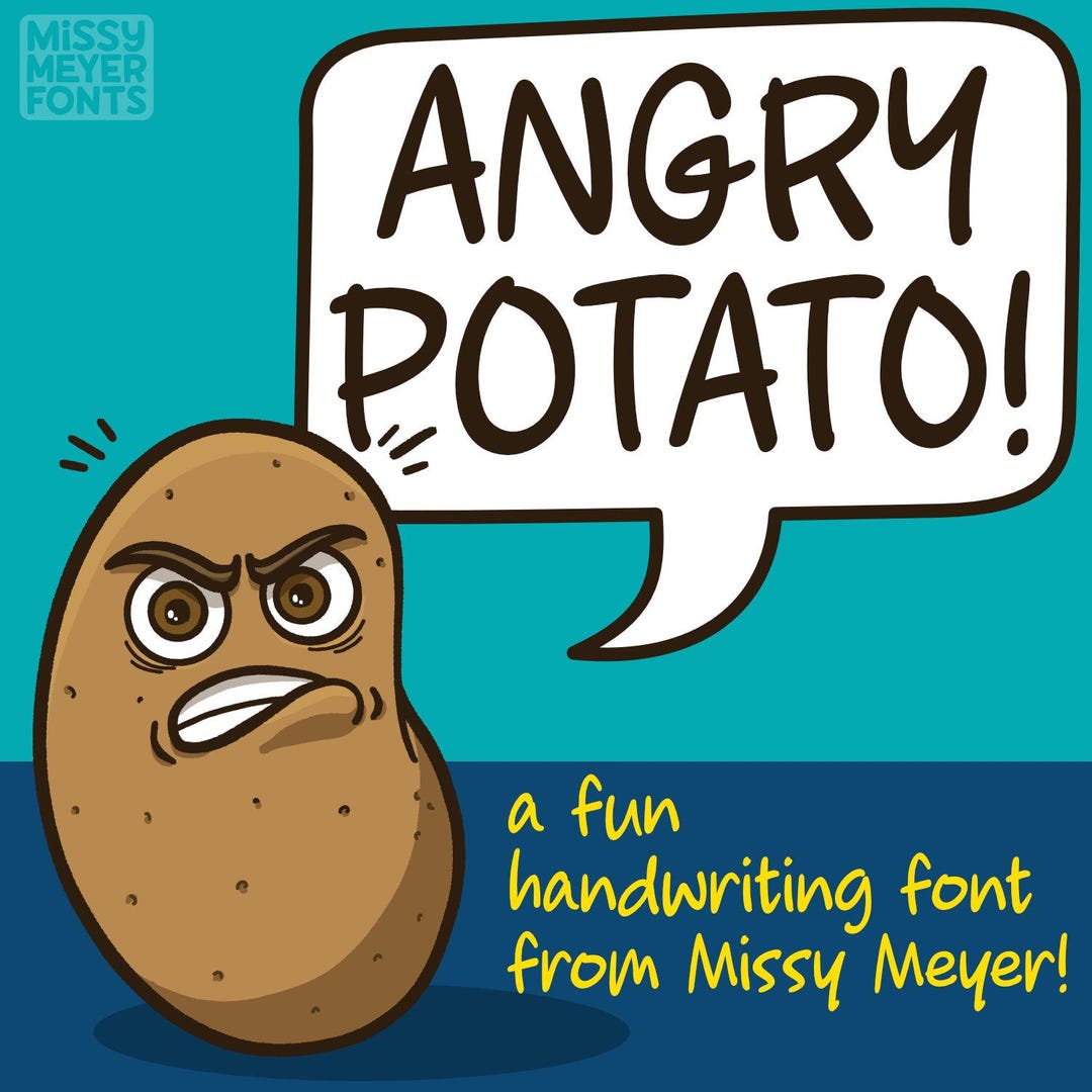 Angry Potato: a Grownup-style Print Handwriting Font! (TTF & OTF) - Etsy