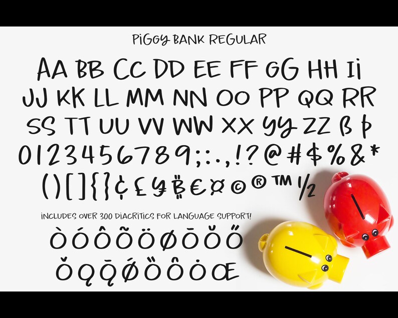 Piggy Bank: a Cute Handwritten Double-uppercase Font for All Ages! - Etsy