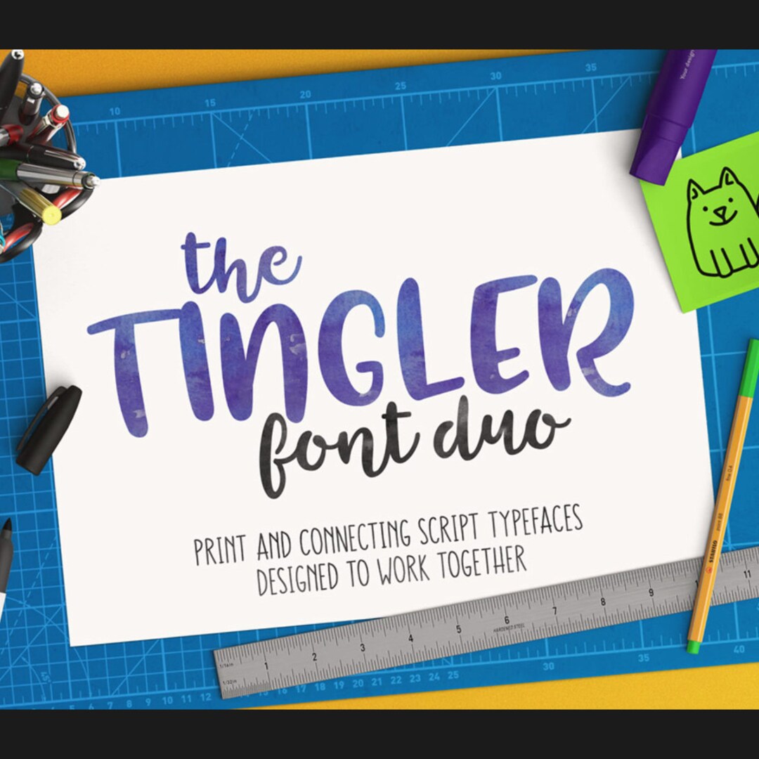 Tingler Duo: a Script and Print Hand-written Stencil Font Pair! (TTF & OTF) - Etsy