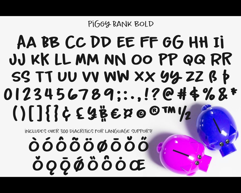 Piggy Bank: a Cute Handwritten Double-uppercase Font for All Ages! - Etsy