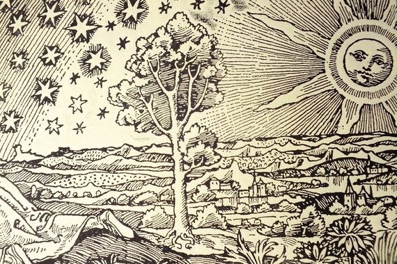 Medieval Woodcut Letterpress Poster mystic Pilgrim France 1888 | Etsy