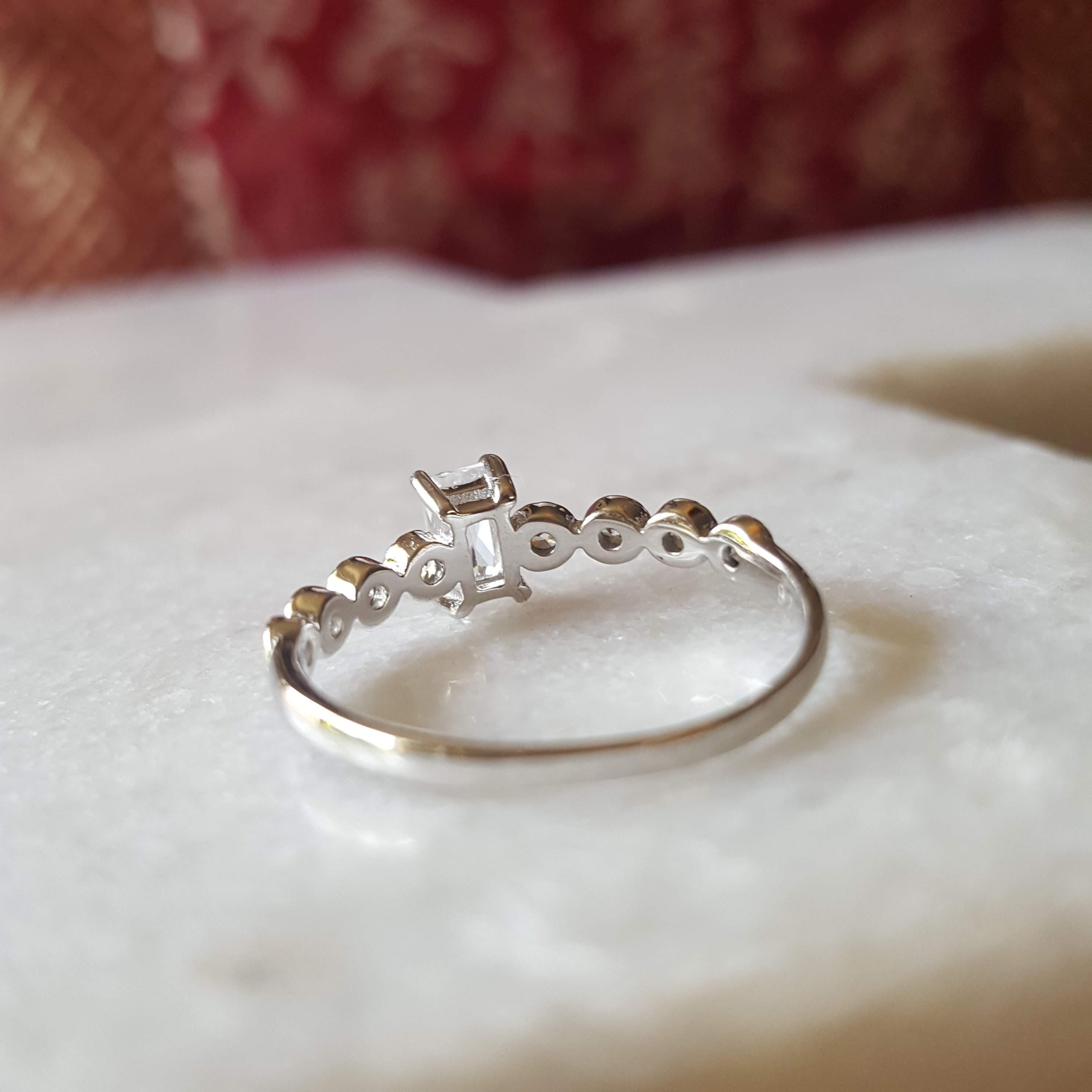 925 Sterling Silver Princess Ring With Cubic Zirconia US Size - Etsy UK