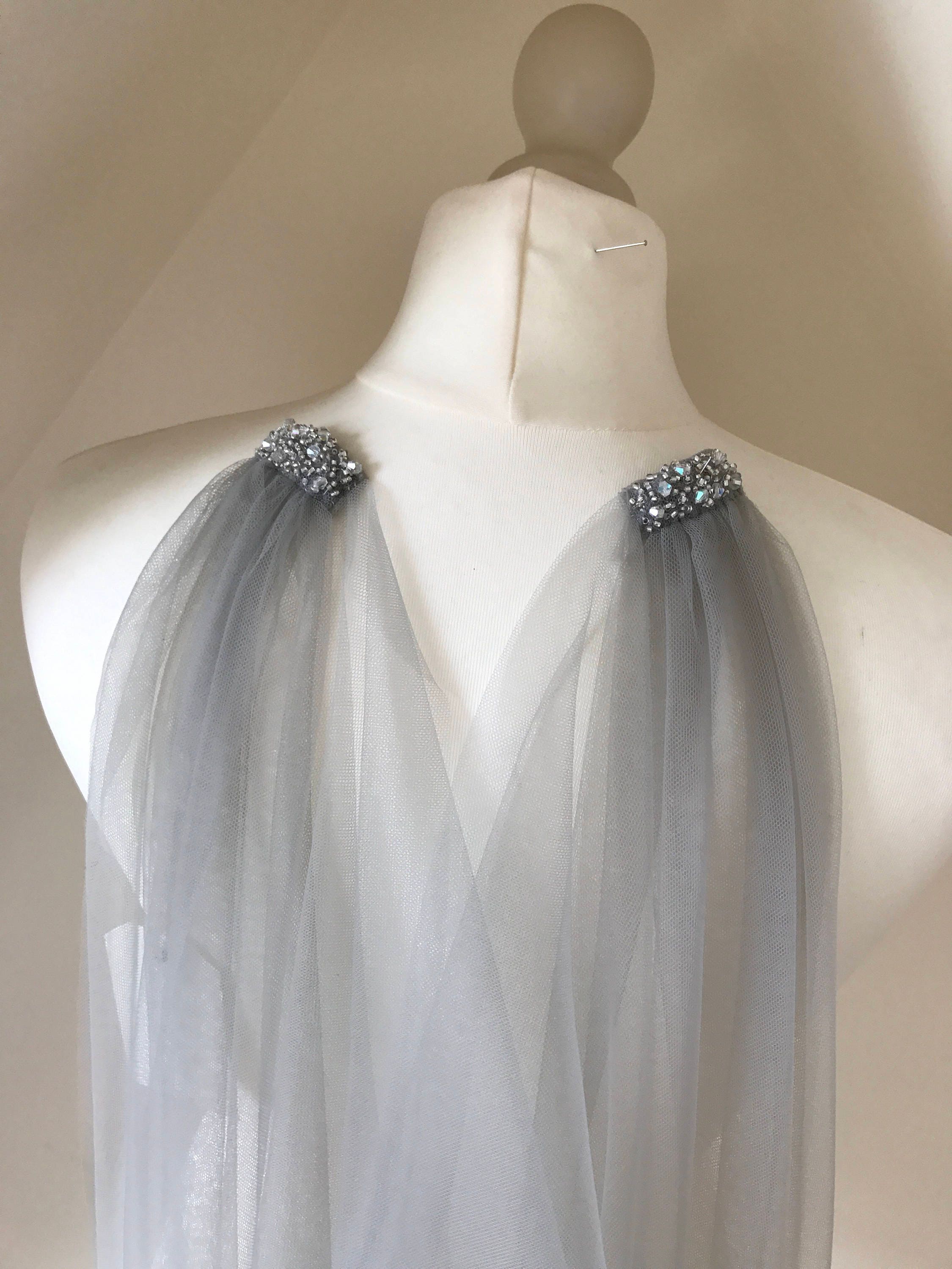 Grey Veil, Grey Wedding Veil, Grey Silky Veil, Silver Veil, Cathedral ...