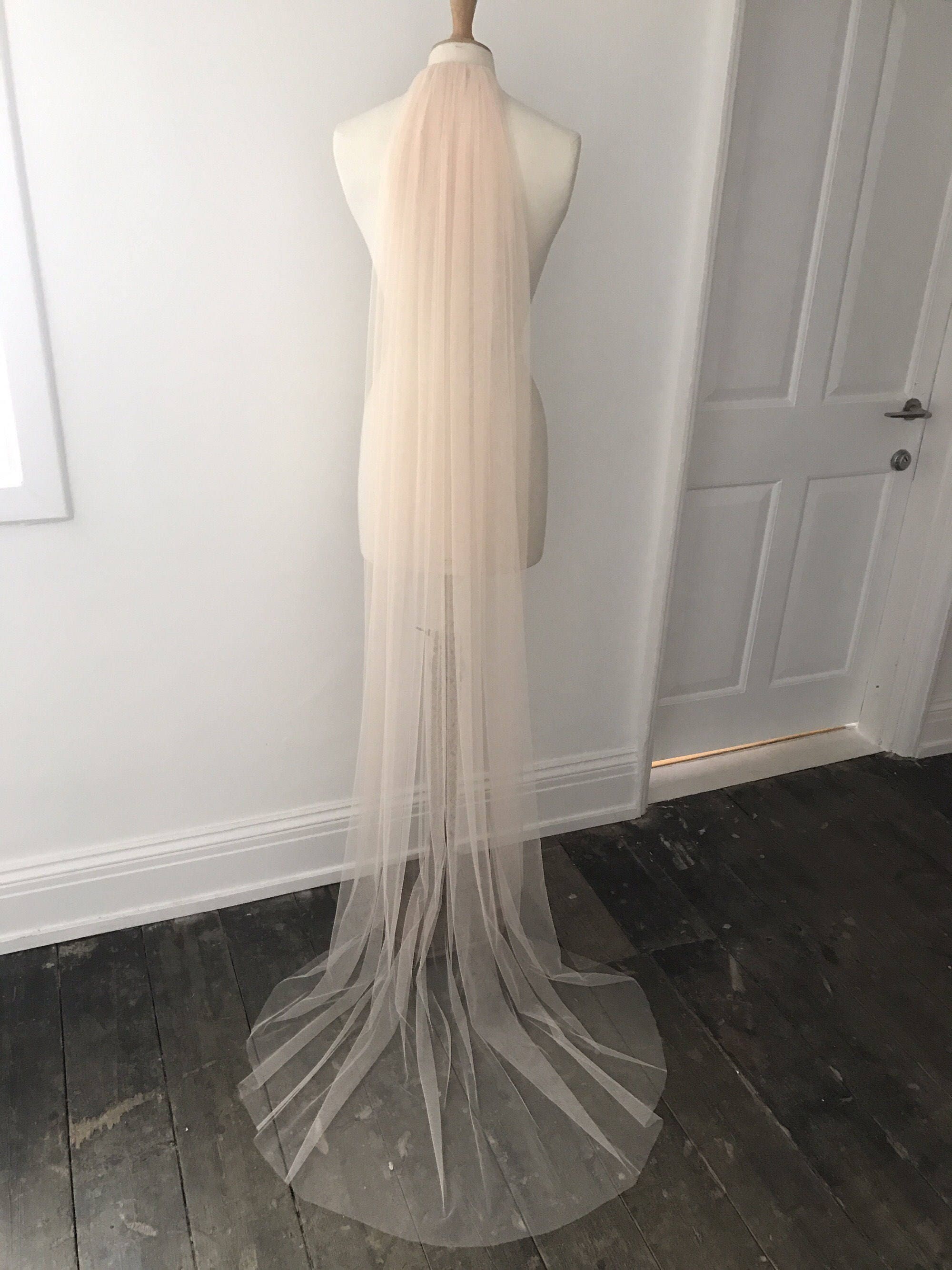 Champagne Blush Veil Blush Veil Soft Tulle Veil Slim Veil - Etsy UK
