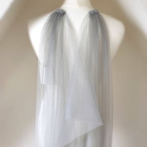 Grey Veil, Grey Wedding Veil, Grey Silky Veil, Silver Veil, Cathedral ...