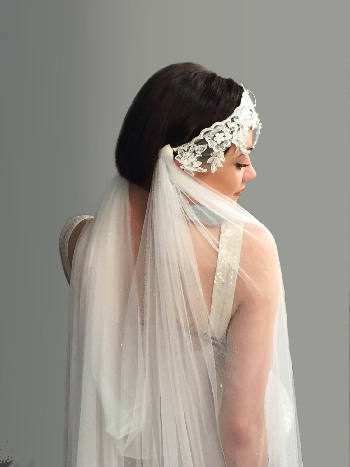 Crystal Draped Wedding Veil Crystal Drape veil Cathedral | Etsy