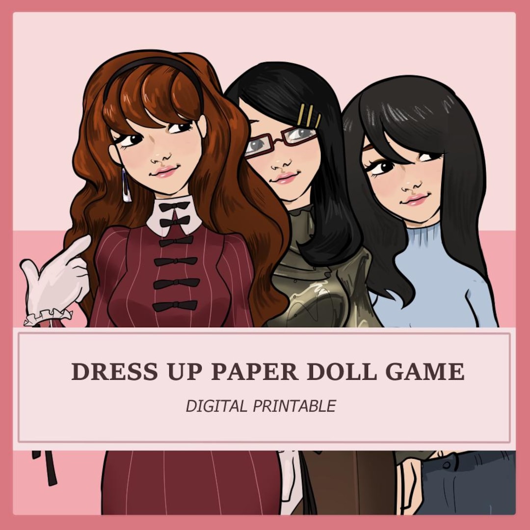 Dress up Paper Doll Game Printable Cute Paperdoll 15 Pieces / JPEG Full ...