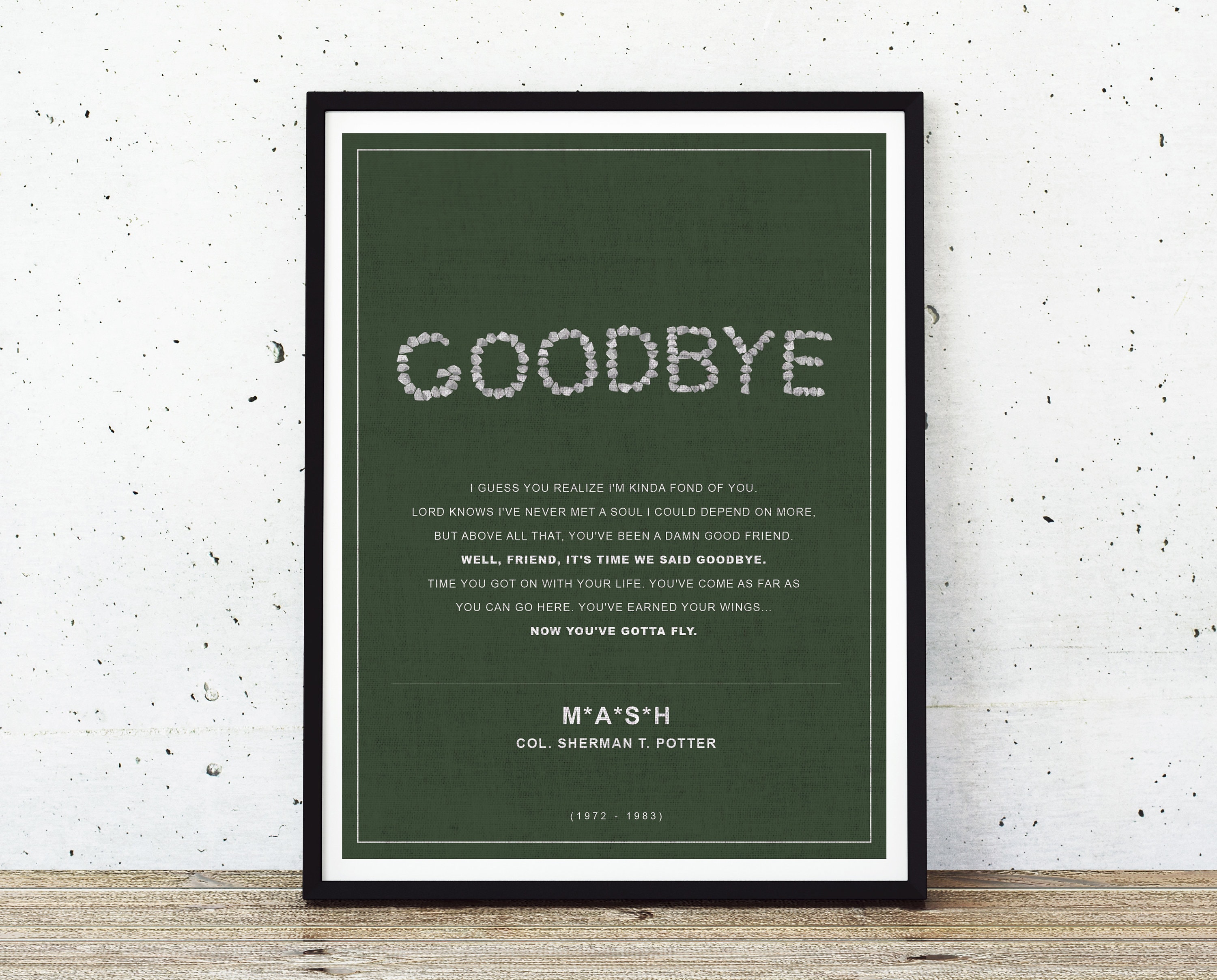 MASH 1972-1983 Minimalist Poster Instant Digital Download GOODBYE Rocks ...
