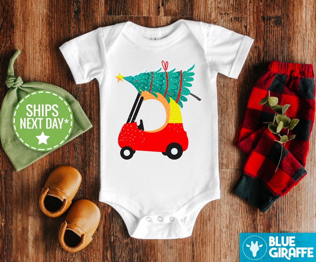 Red Car Christmas Onesie®, Cute Christmas Baby Bodysuit, Christmas Tree ...