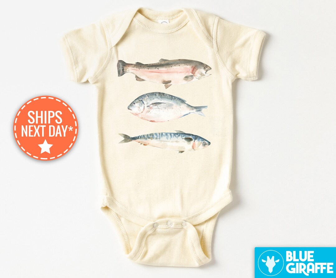 Fish Baby Onesie®, Cute Outdoors Baby Bodysuit, Fishing Onesie®, Gone ...