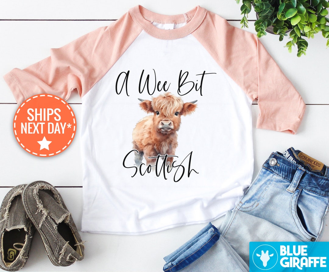 A Wee Bit Scottish Kids T-shirt, Funny Cow Tee, Highland Cow Youth ...