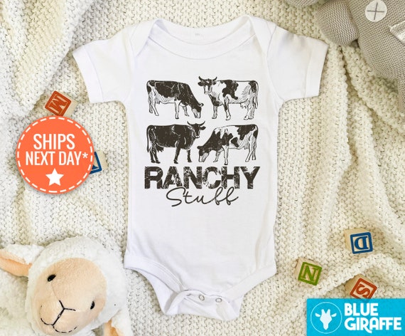 Ranchy Stuff Onesie® Cute Cow Ranch Baby Bodysuit Country - Etsy
