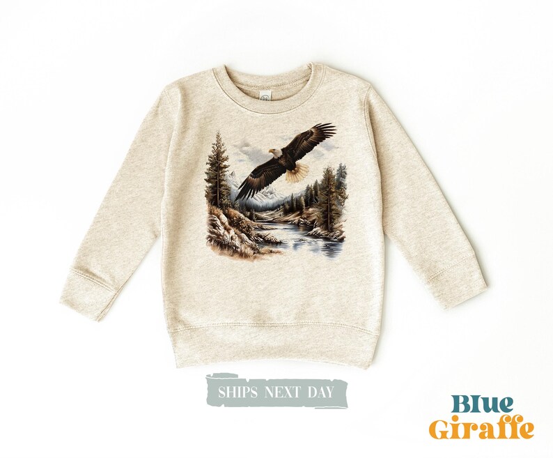 Bald Eagle River Scene Kids Sweatshirt Eagle Kids Tee Birds Of Prey