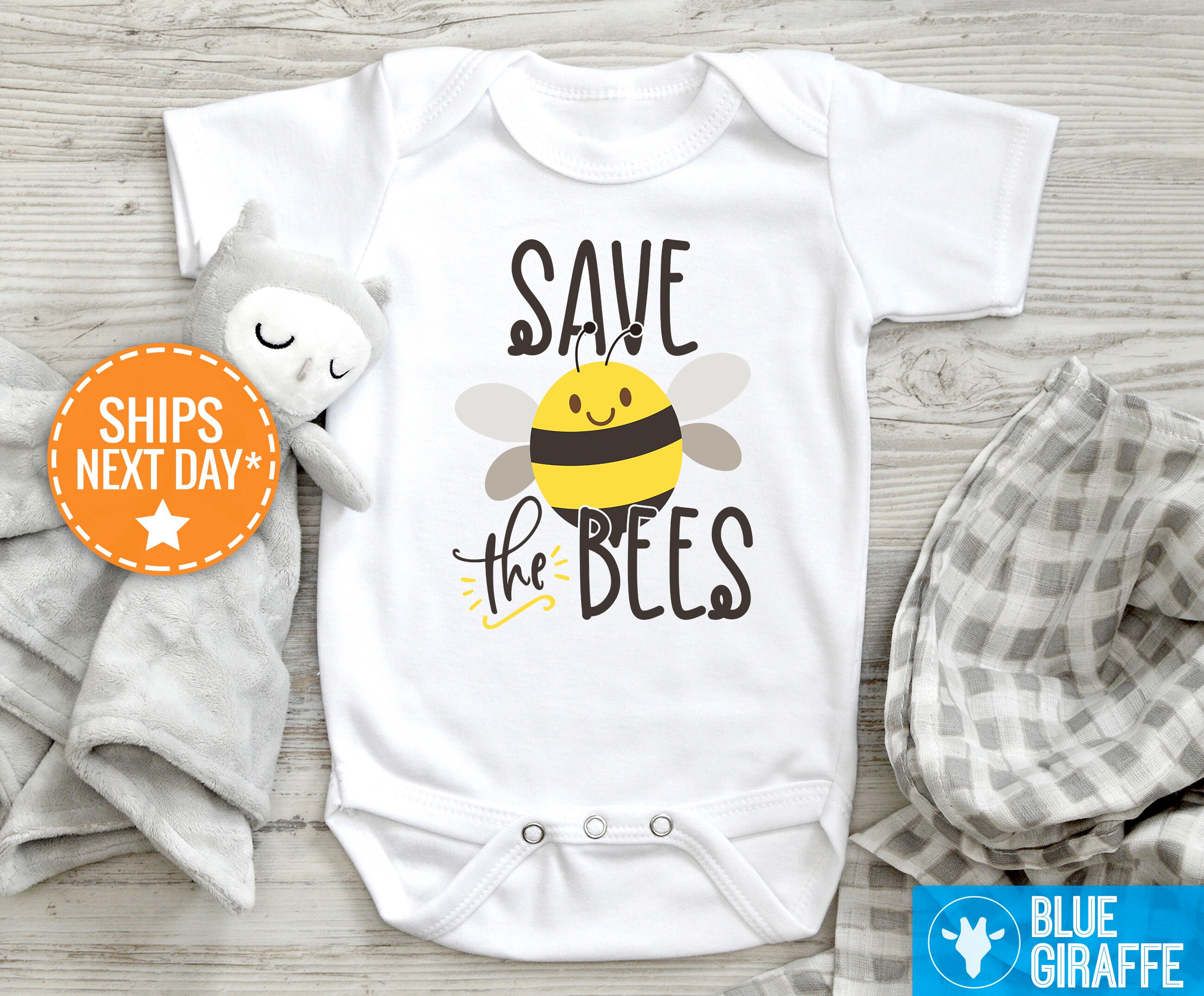 Save The Bees Baby Bodysuit, Bees Baby Onesie, Bees Themed Baby Gift ...