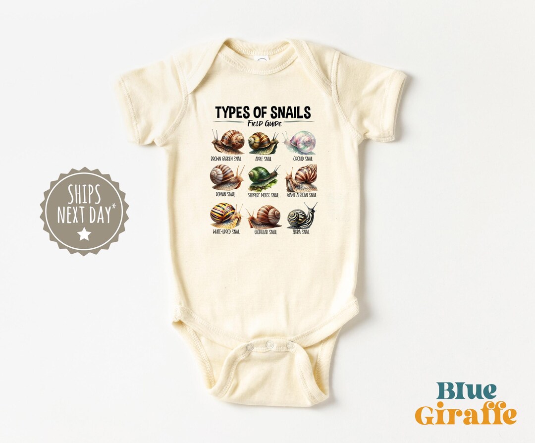 Types of Snails Baby Onesie® - Snail Lover Baby Bodysuit - Insect Field ...