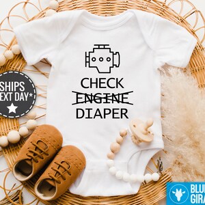 Check Engine Baby Onesie®, Funny Poopy Diaper Baby Clothes, Cute ...