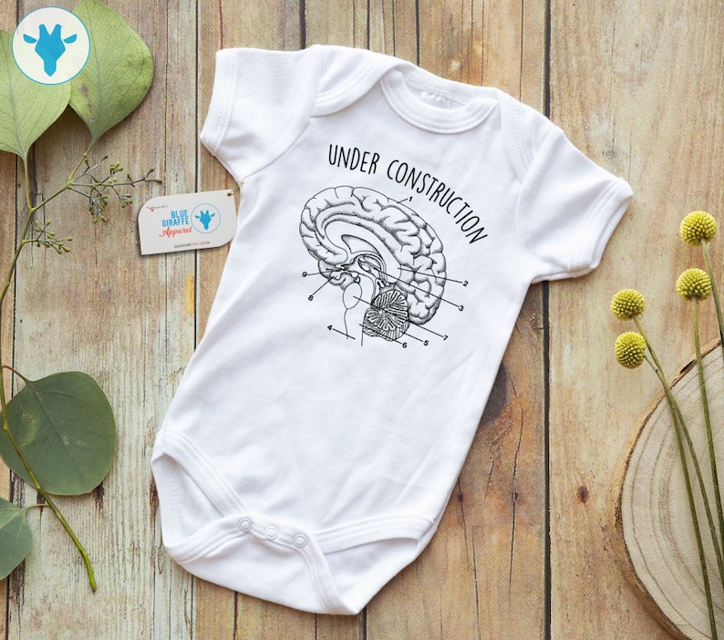 Under Construction Brain Diagram Onesie® - Science Themed Baby Clothes ...