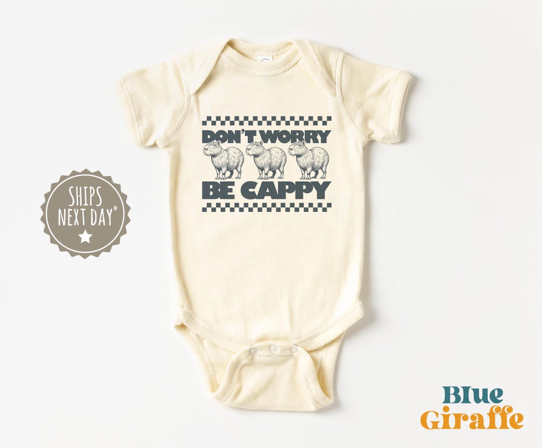 Capybara Retro Baby Onesie® - Dont Worry Be Cappy Baby Bodysuit - Funny ...