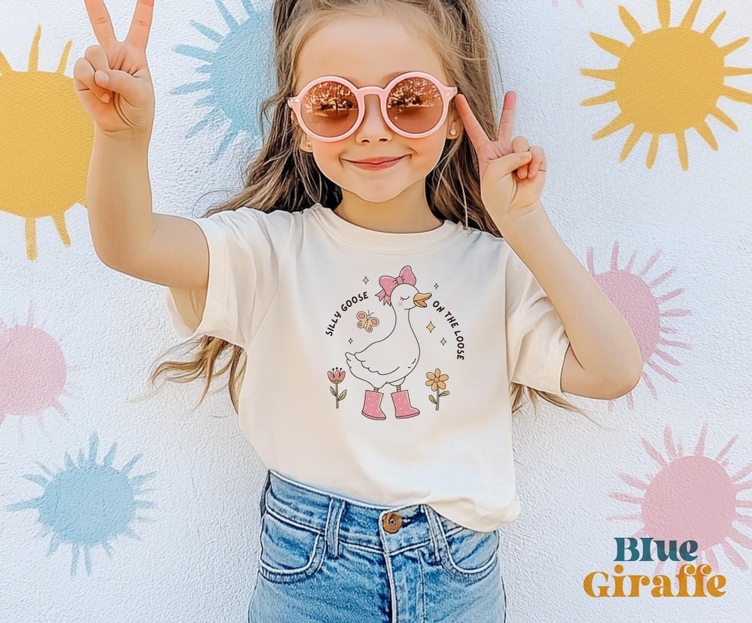 Cute Pink Silly Goose on the Loose Kids Shirt - Pink Silly Goose ...