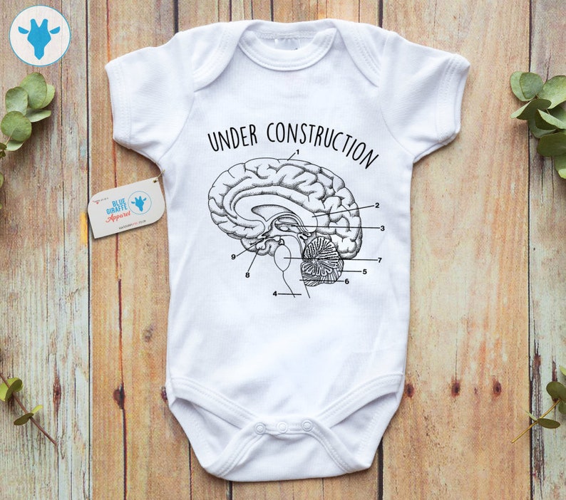 Under Construction Brain Diagram Onesie® - Science Themed Baby Clothes ...