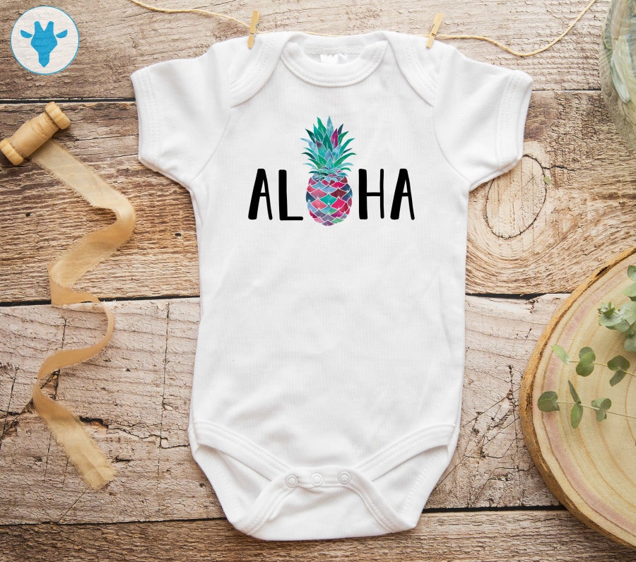 Aloha Bodysuit, Hawaii Baby Clothes, Pineapple Bodysuit, Funny Baby ...