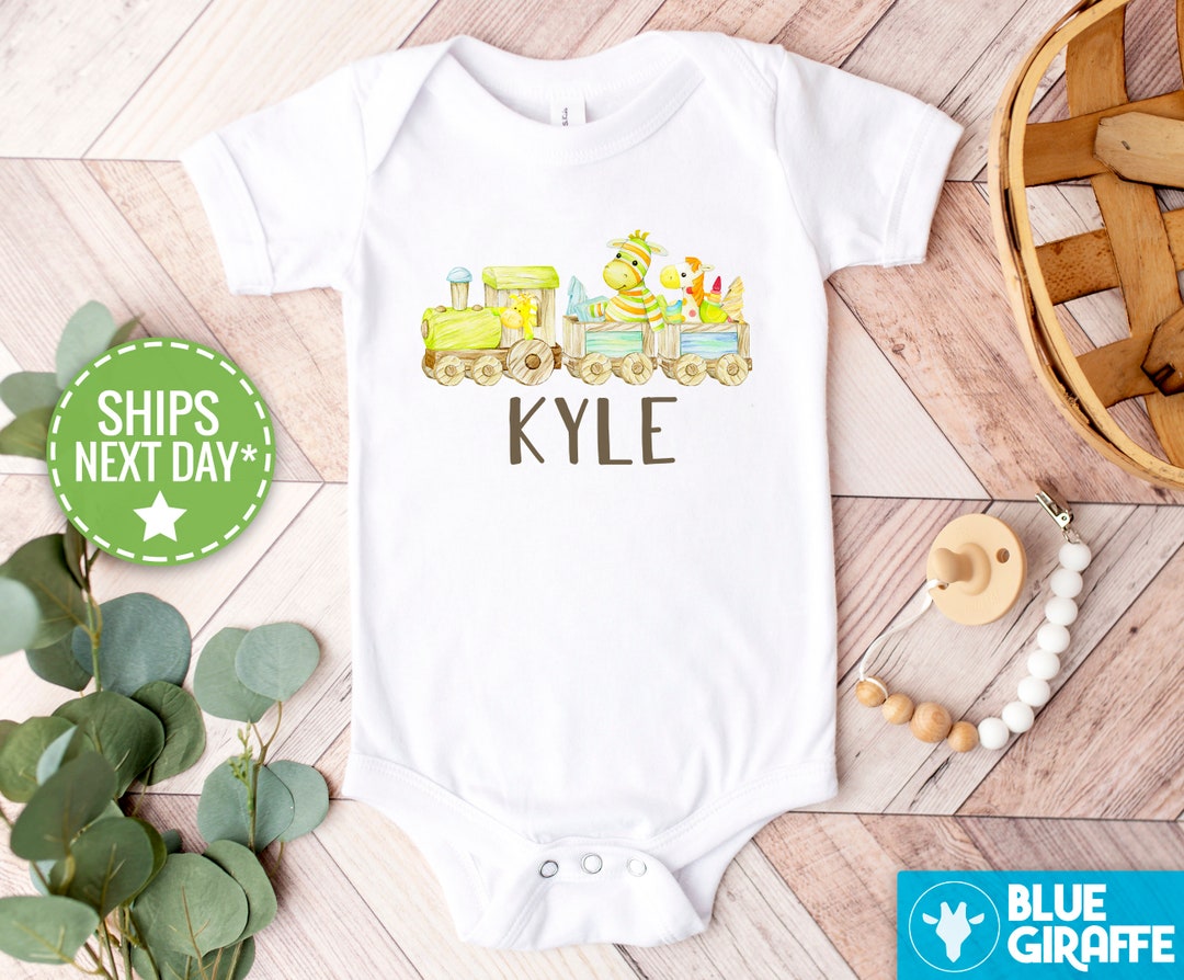 Personalized Train Baby Boy Onesie® Custom Name Baby Boy - Etsy