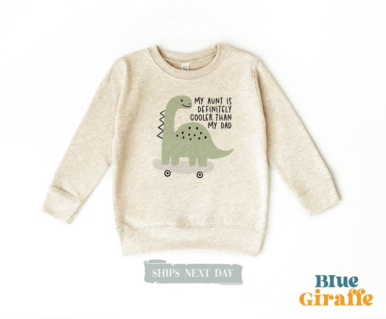 Dino My Aunt is Cooler Than My Dad Kids Shirt - Funny Auntie Skateboard ...